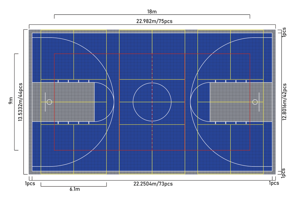 *Basketball Half Court - Rymar Synthetic Grass & Rubber Flooring