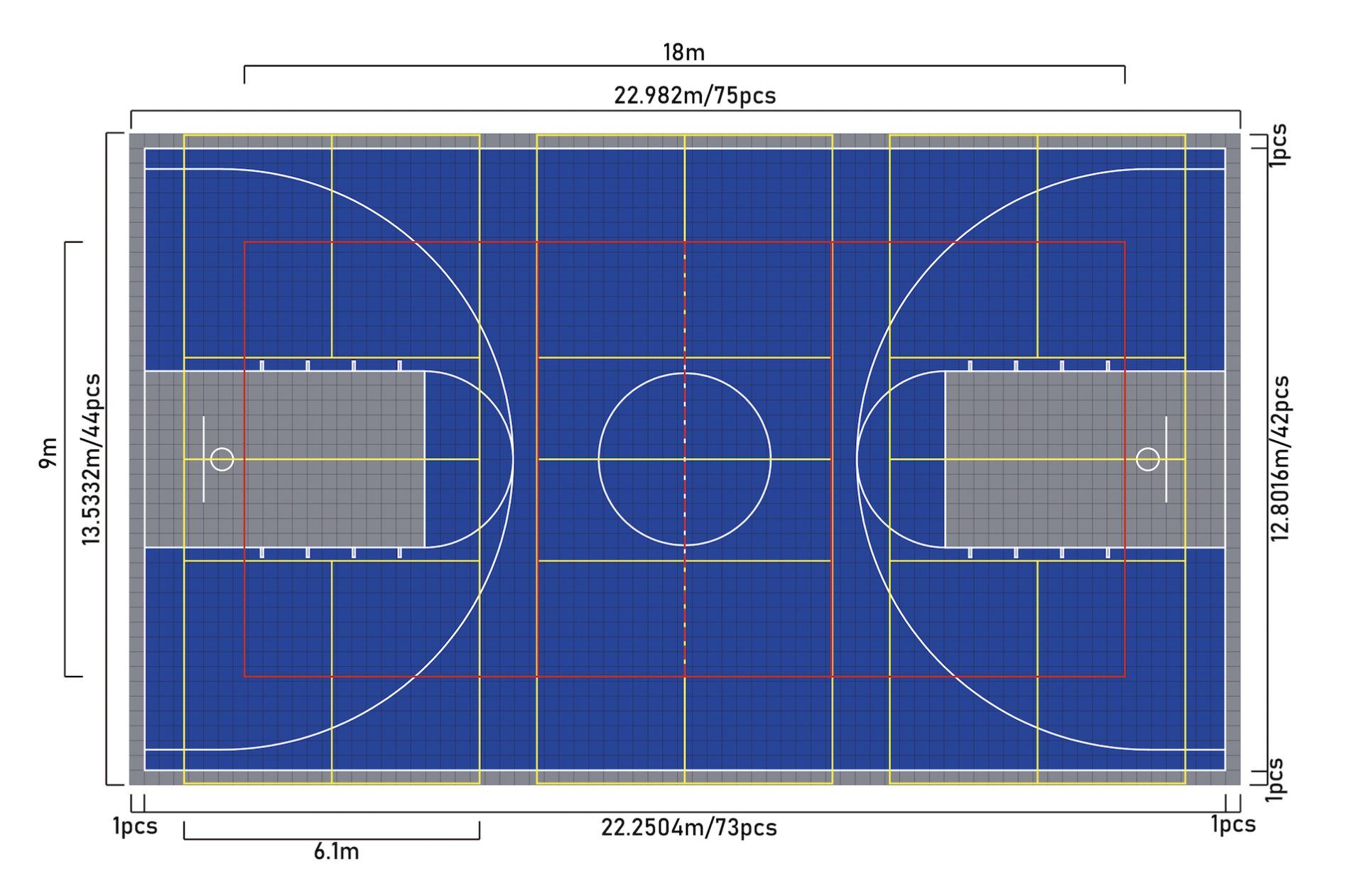 *Basketball Half Court - Rymar Synthetic Grass & Rubber Flooring